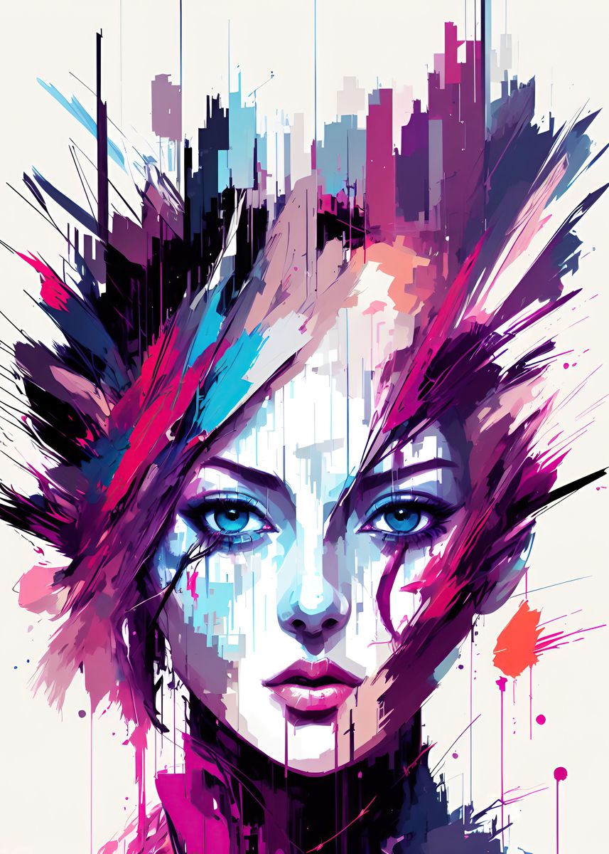 'abstract portrait' Poster, picture, metal print, paint by Tomasz ...