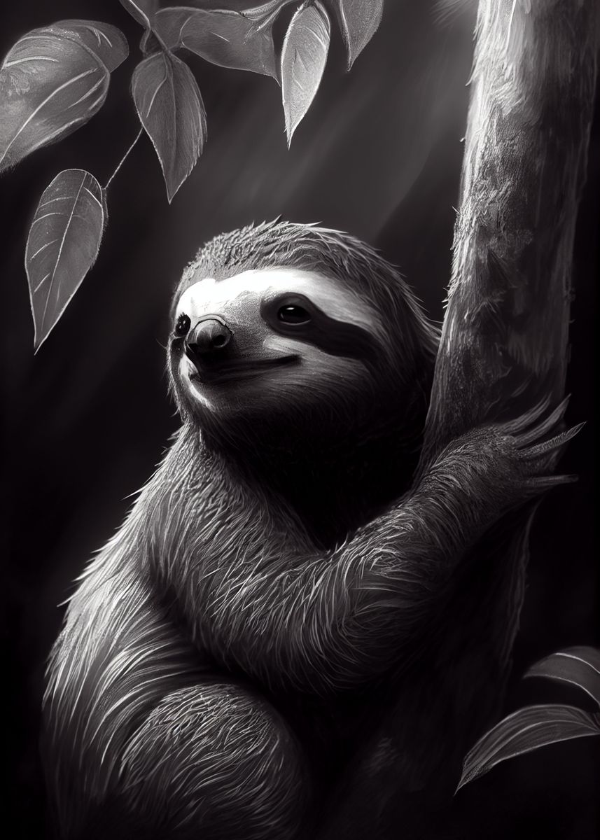 'Sloth Drawn' Poster, picture, metal print, paint by DecoyDesign | Displate