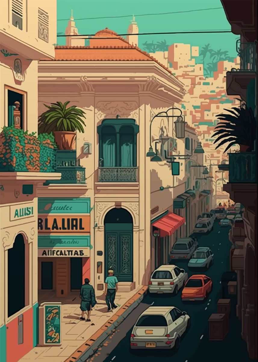 'Algiers 02 Pixel art' Poster, picture, metal print, paint by M Art | Displate