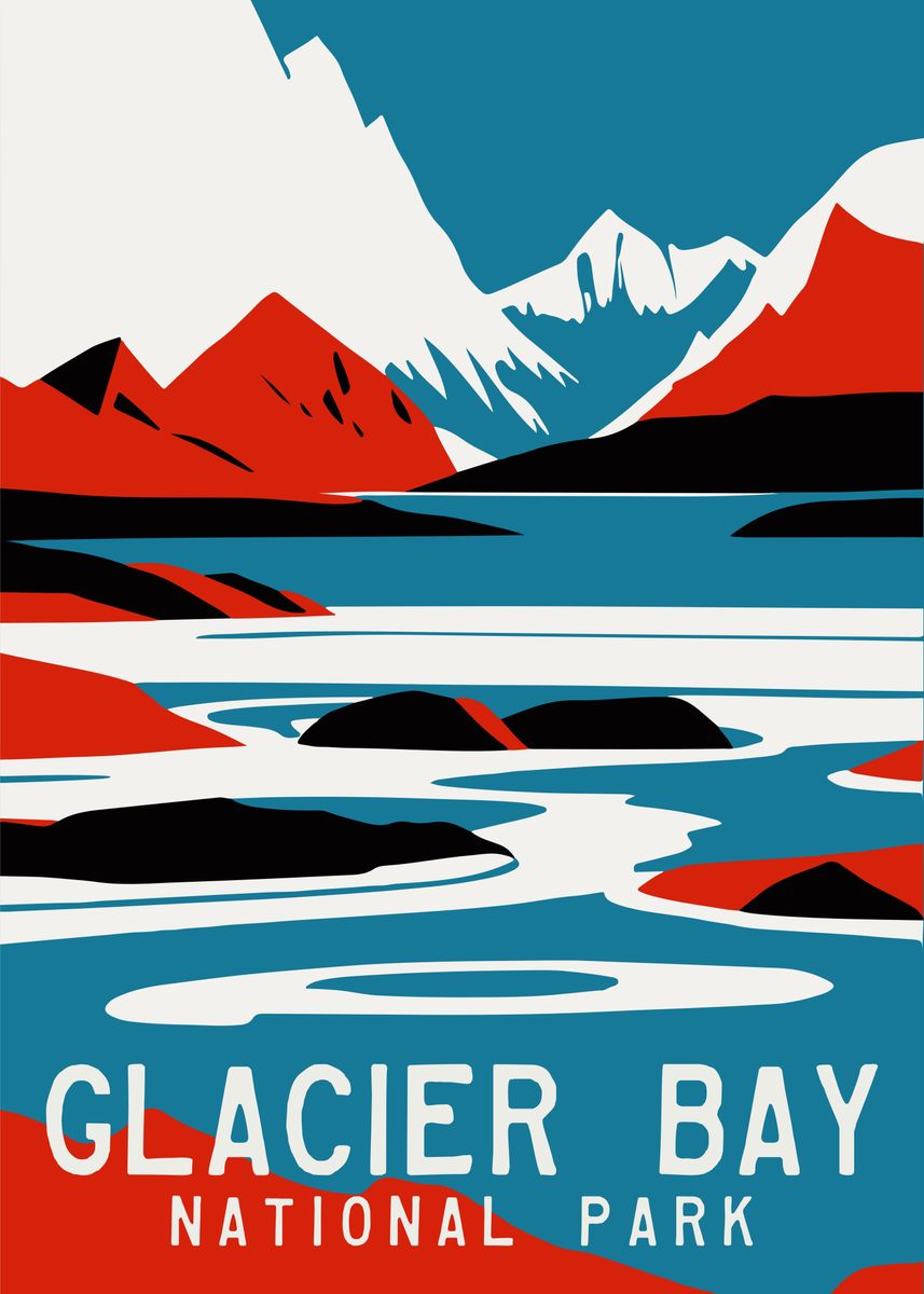 'Glacier Bay Travel Poster' Poster, picture, metal print, paint by ...