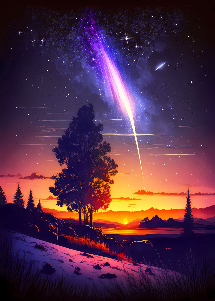 'Sunset Comet Trail' Poster, picture, metal print, paint by Luong Phat ...