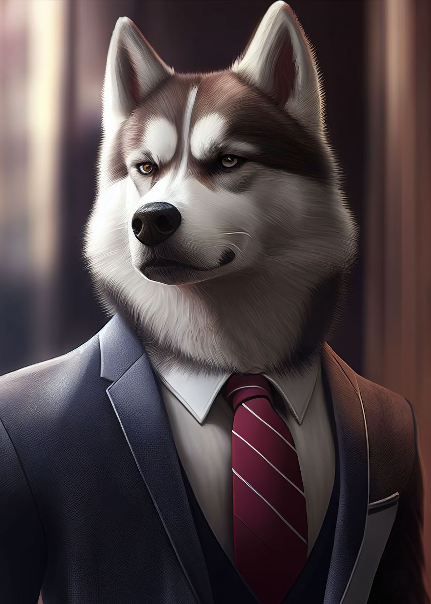 'Husky Dog Suit Animal' Poster, picture, metal print, paint by ...