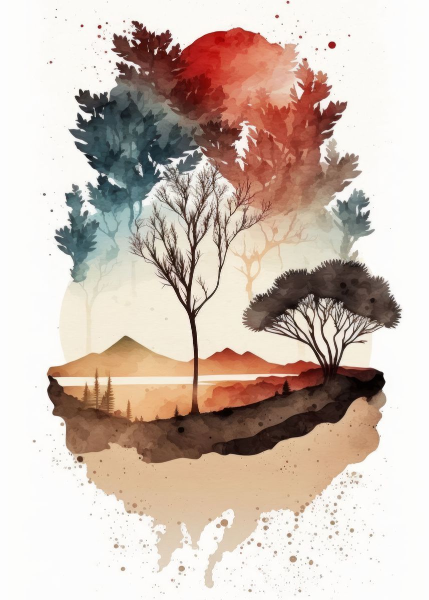 'Watercolor Naturescape ' Poster, picture, metal print, paint by ...
