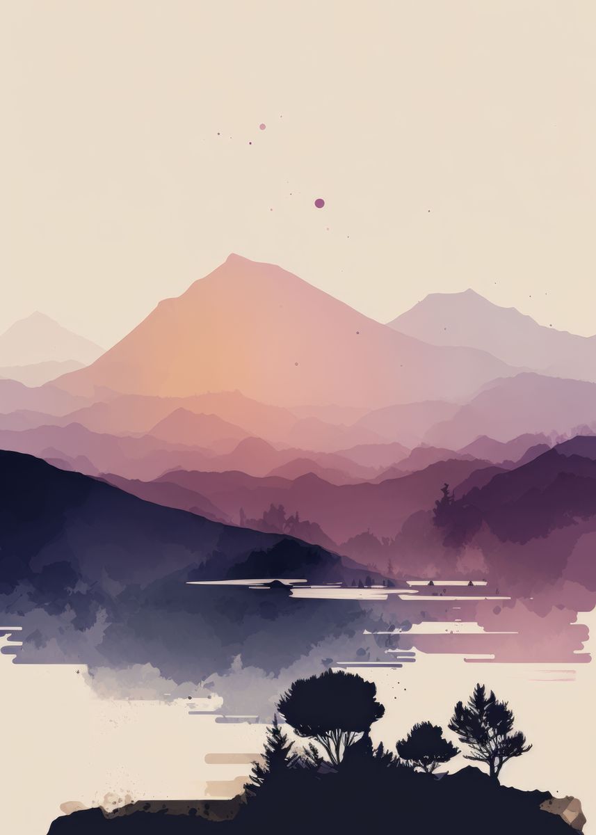 'Watercolor Naturescape ' Poster, picture, metal print, paint by ...