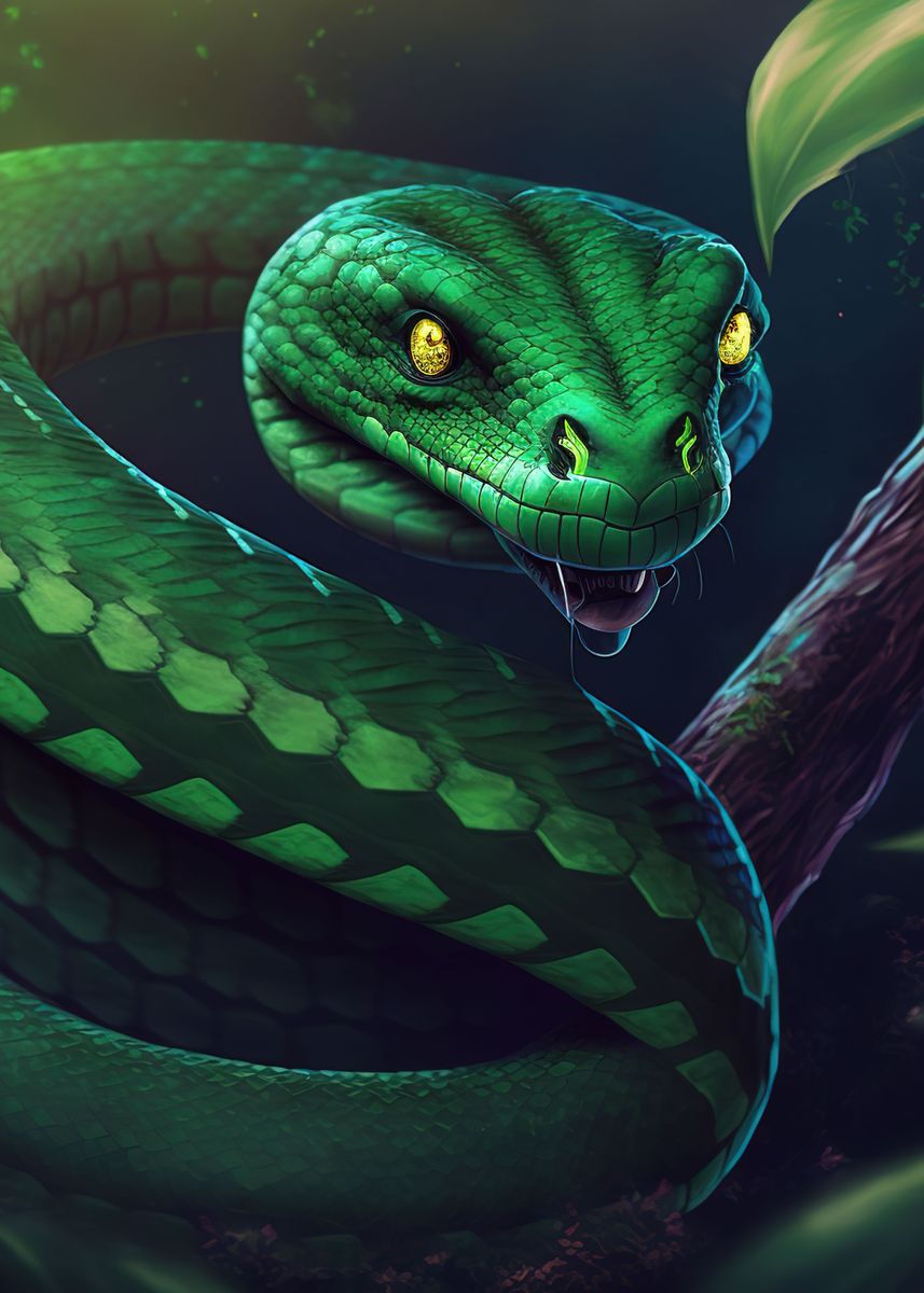 'snake wild life' Poster, picture, metal print, paint by Patsy Montoya ...