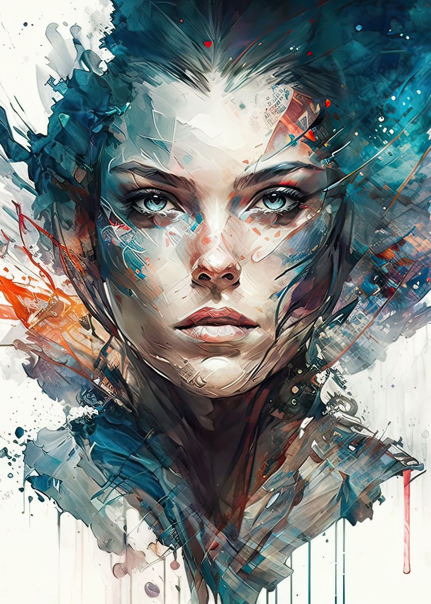 'cyberpunk portrait' Poster, picture, metal print, paint by Tomasz ...