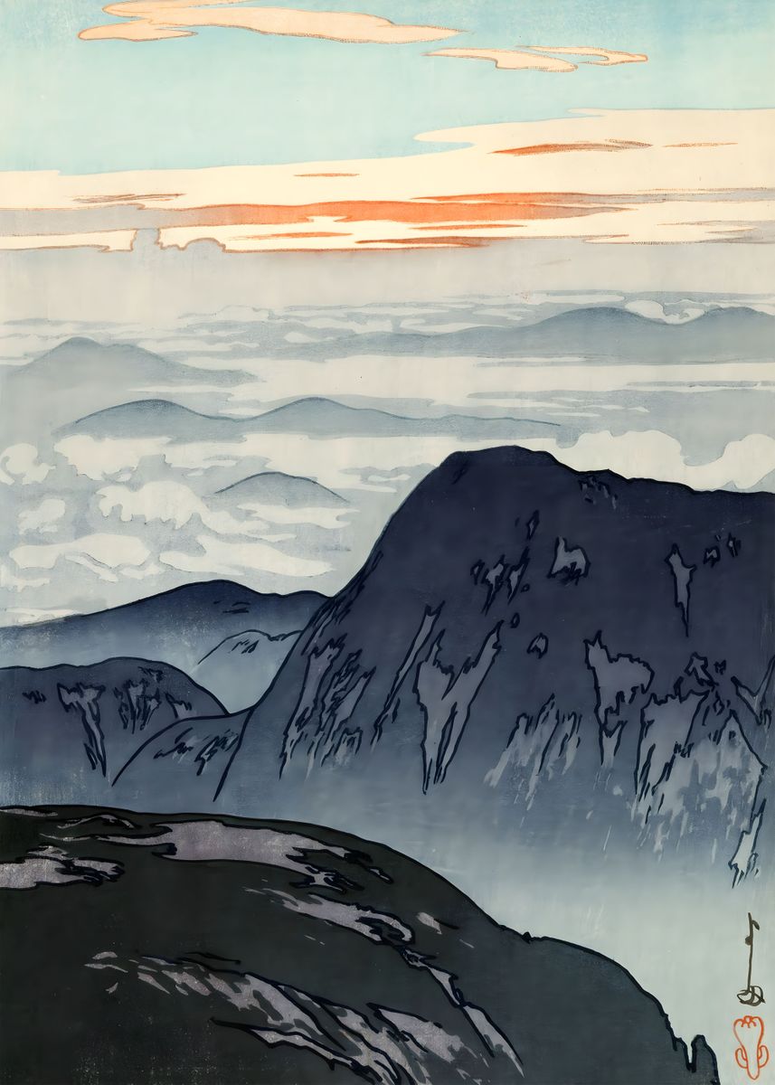 'Ukiyo e Mount Eboshi' Poster, picture, metal print, paint by kagezami ...