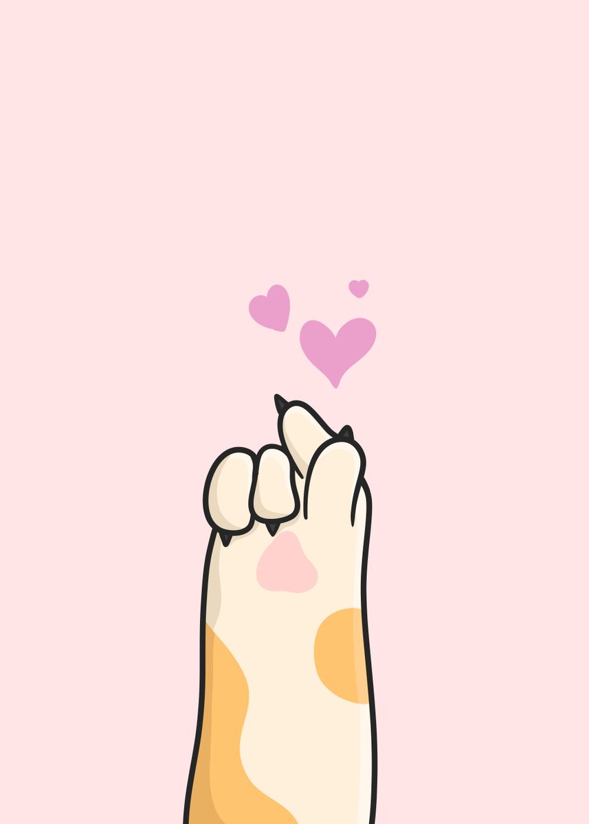 'a cute cat hand saranghae' Poster, picture, metal print, paint by MBLK ...