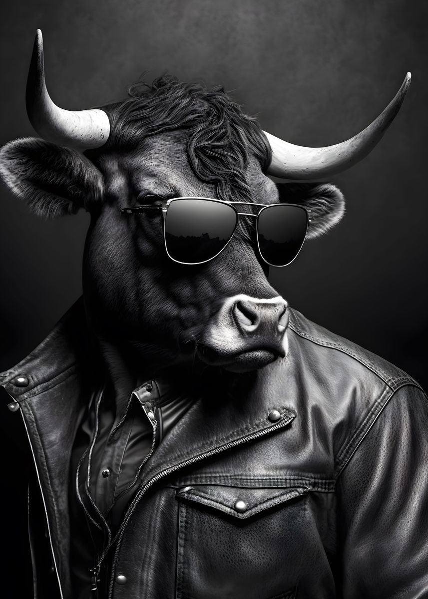 'cool bull modern' Poster, picture, metal print, paint by mk studio ...