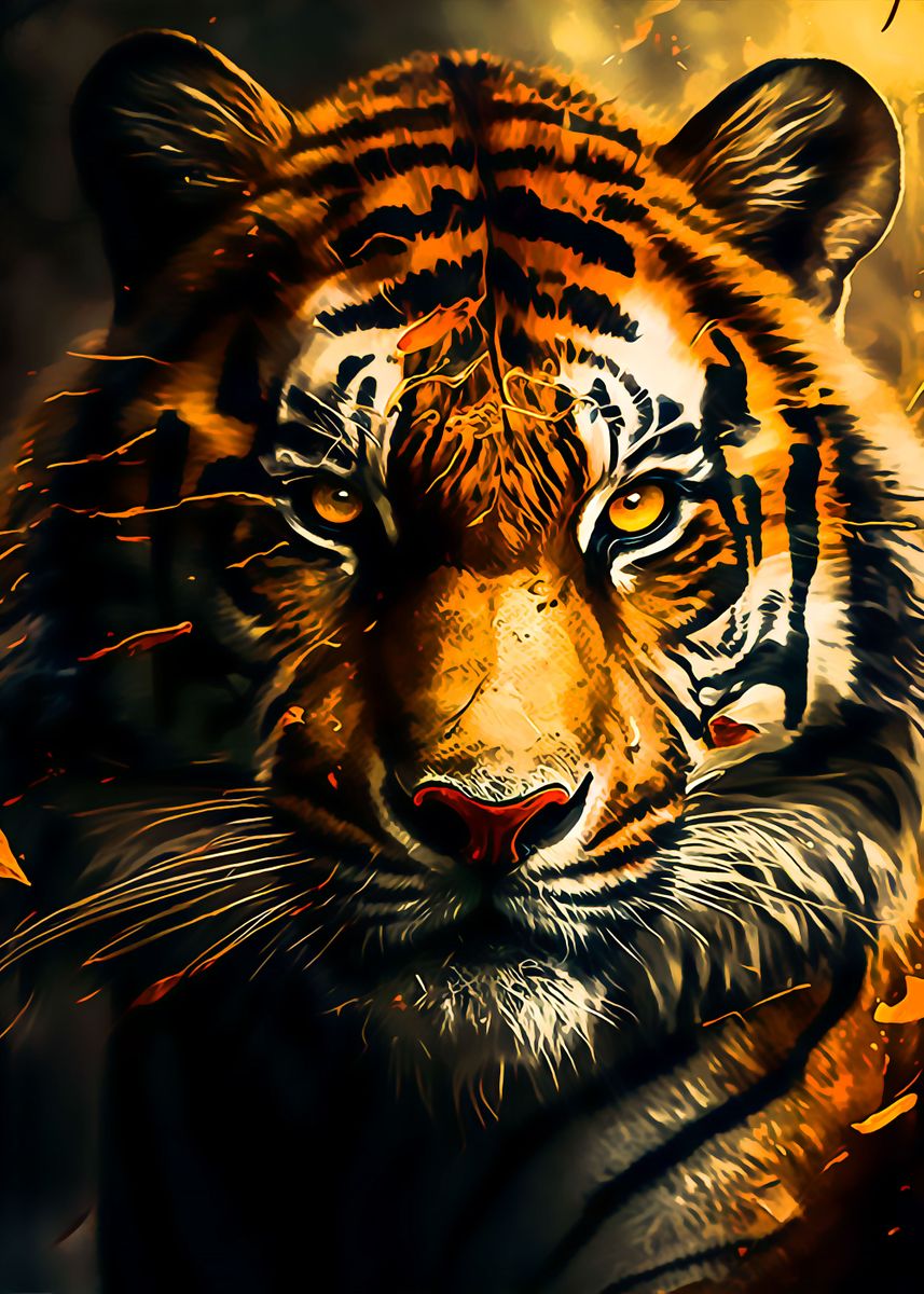 'Tiger' Poster, picture, metal print, paint by Tiker Arts | Displate