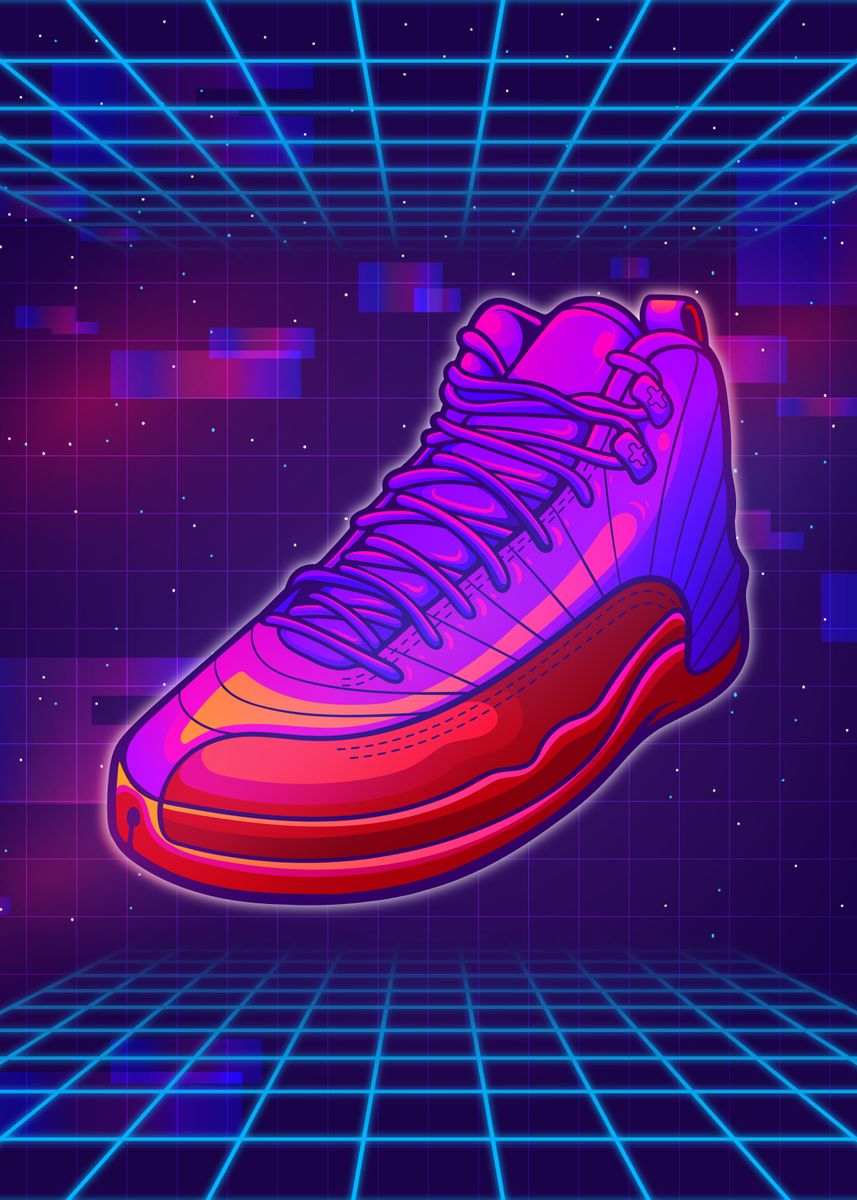 '12s Neon Shoe' Poster, picture, metal print, paint by Mikhaila Poster ...