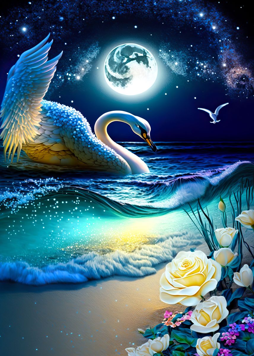 ' Swan Beautifull' Poster, picture, metal print, paint by Yannis Denton ...
