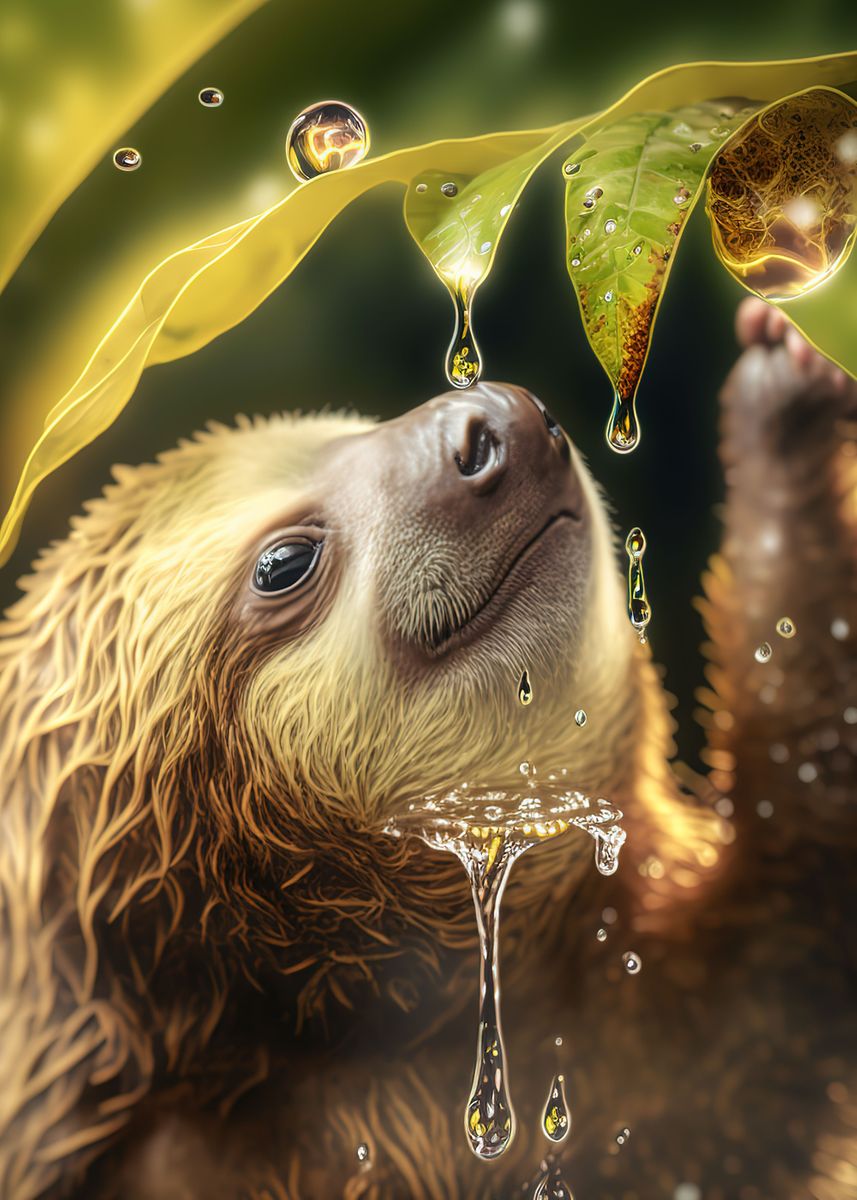 'cute sloth' Poster, picture, metal print, paint by MAD SPACE | Displate