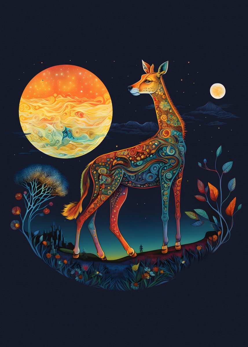 'golden giraffe' Poster, picture, metal print, paint by Muhammad Irsan ...