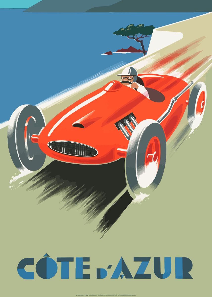 'Cote D Azur Vintage Race' Poster, picture, metal print, paint by crbn ...