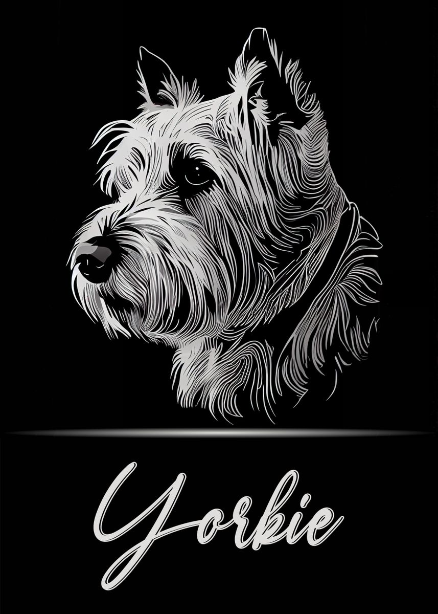 'Yorkie' Poster, picture, metal print, paint by Artistic Paradigms | Displate