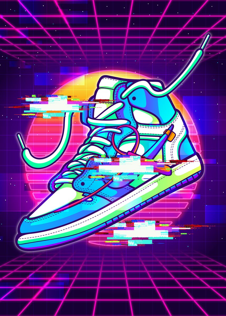 'Blue Neon Shoe' Poster, picture, metal print, paint by Adam Project ...