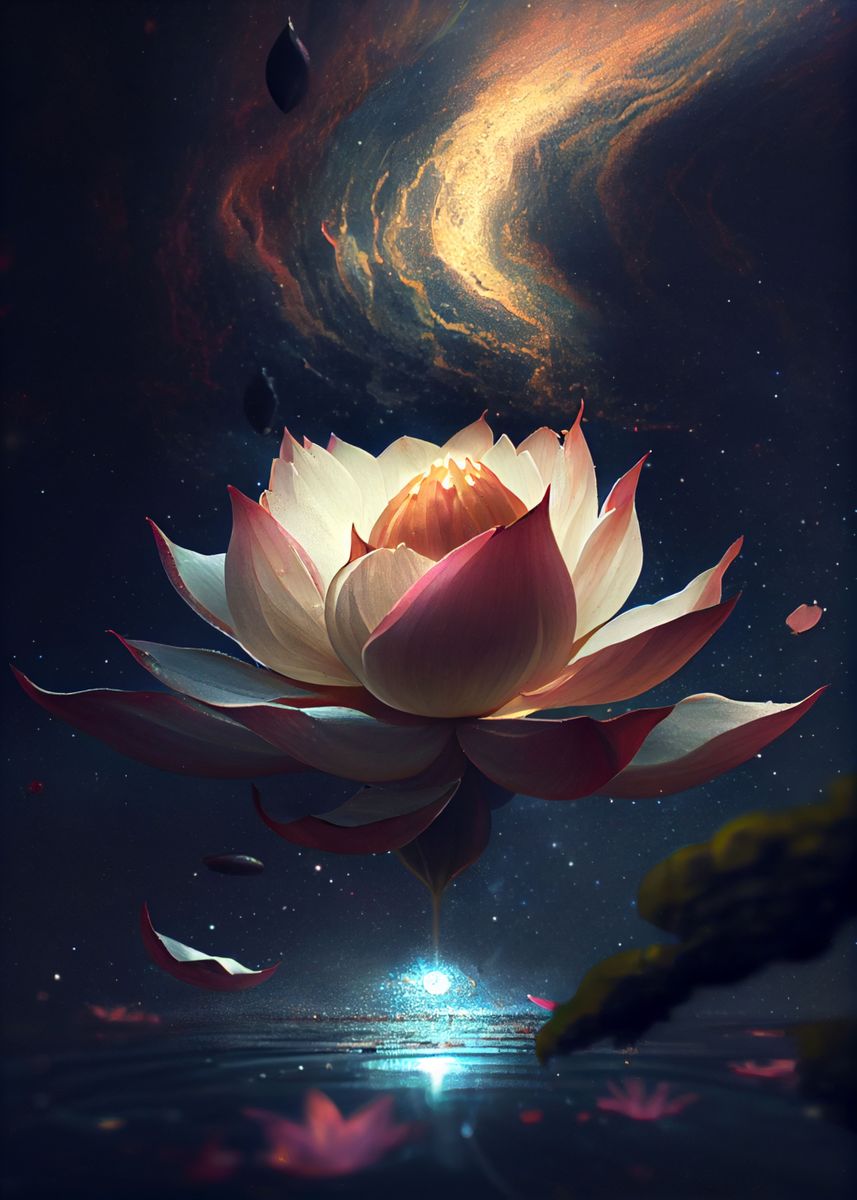 'Dancing Lotus Flower Oasis' Poster, picture, metal print, paint by ...