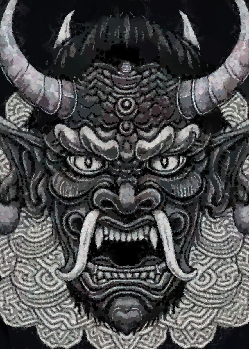 'Black oni mask' Poster, picture, metal print, paint by Dark Zeka ...