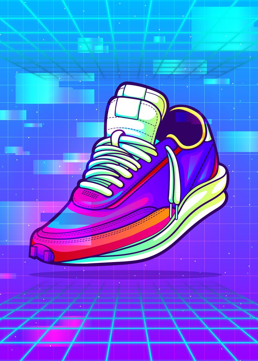 'Waffle Neon Shoe' Poster, picture, metal print, paint by Adam Project ...