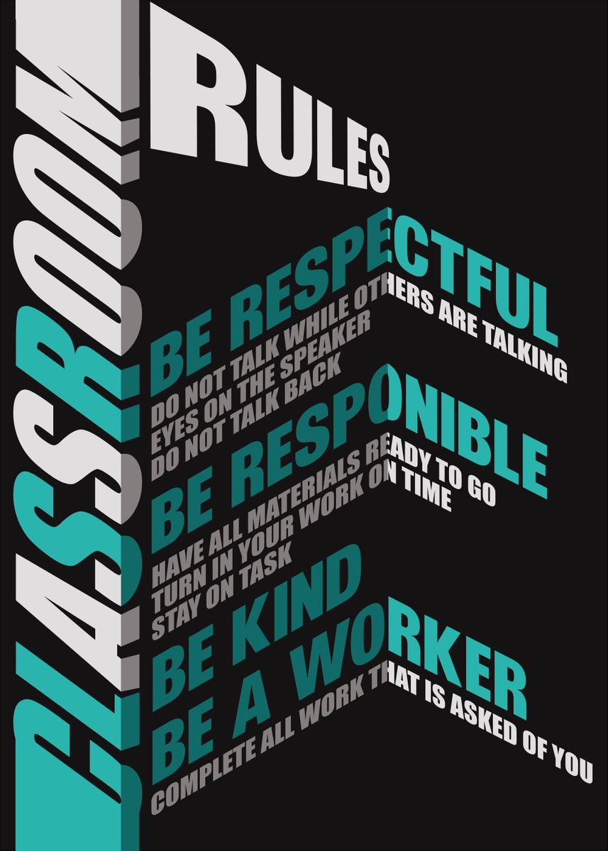 'classroom rules quote' Poster, picture, metal print, paint by Reno ...