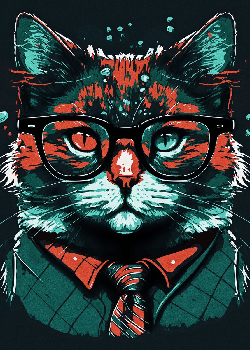 'Painting Cat' Poster, picture, metal print, paint by Coffee Design ...