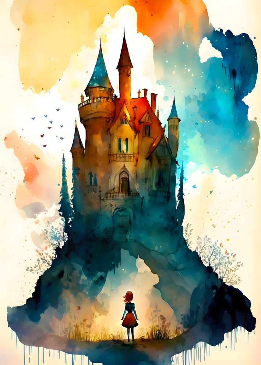 'Fairy Tale Castle Princess' Poster, picture, metal print, paint by ...