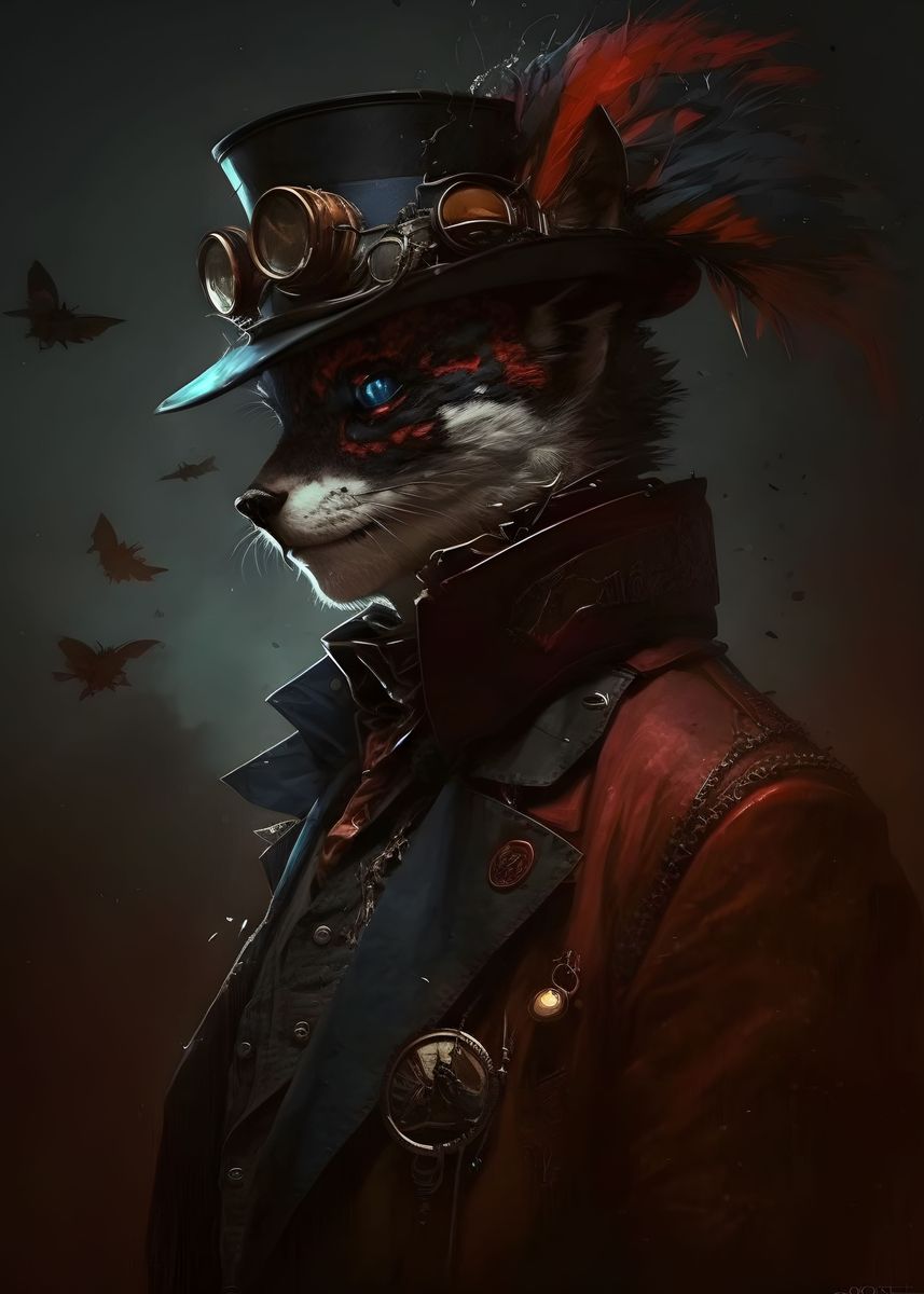 'Steampunk Wildcat' Poster, picture, metal print, paint by Artyst Box ...