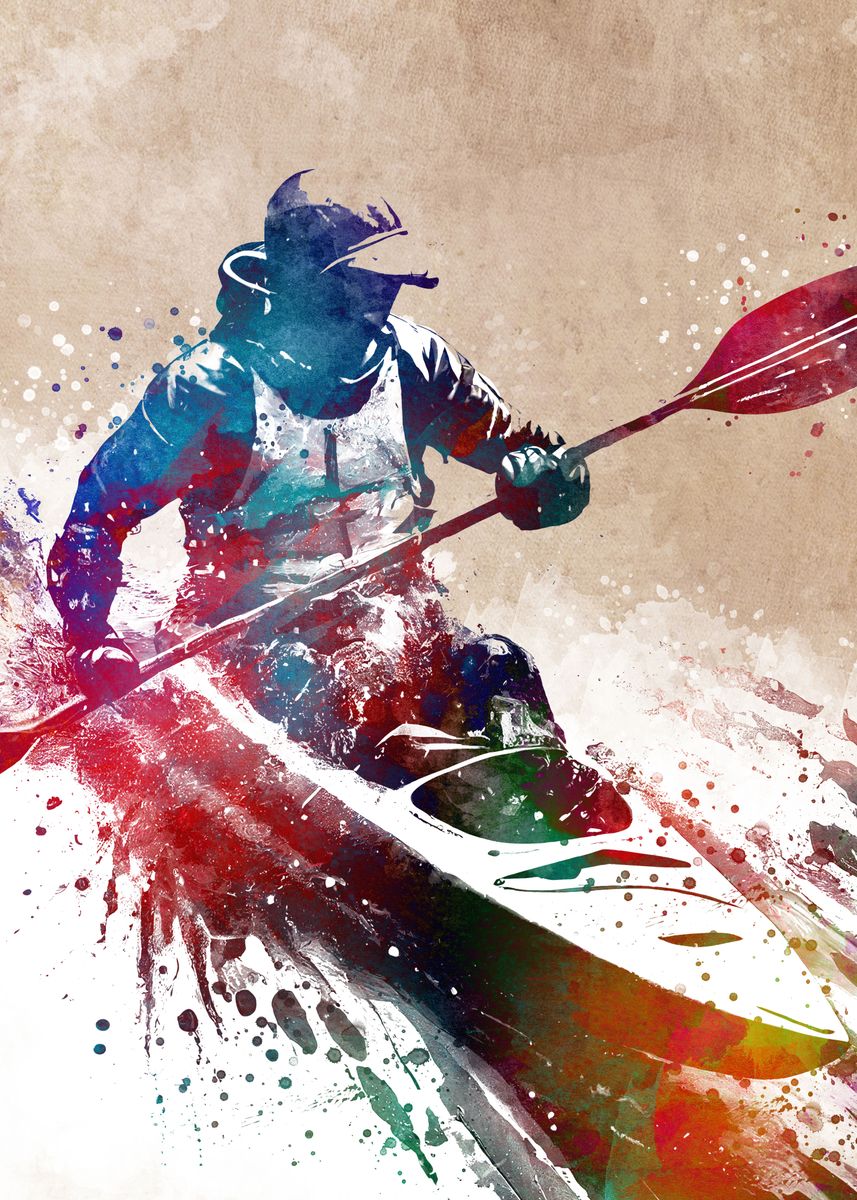 'Kayaking sport kayaking' Poster, picture, metal print, paint by JBJart ...