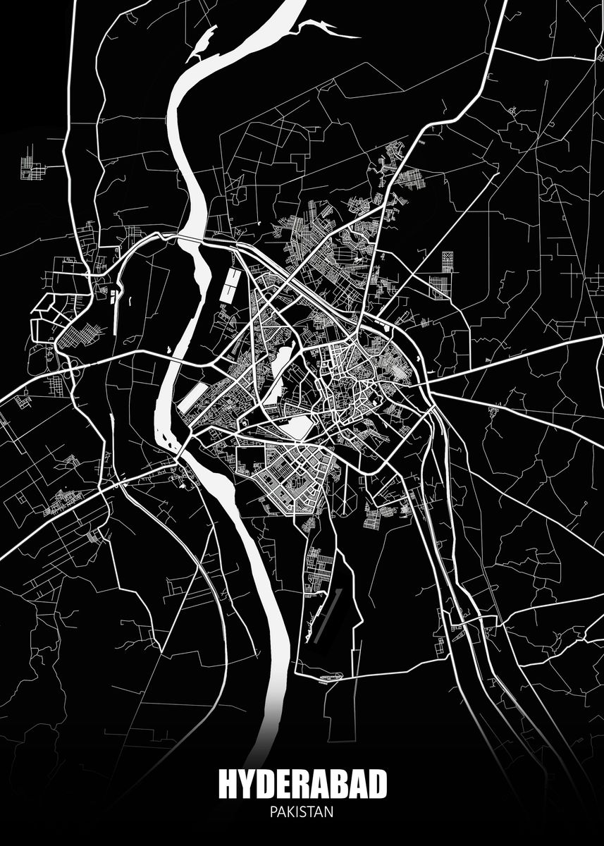 'Hyderabad Pakistan Map' Poster, picture, metal print, paint by Zake ...