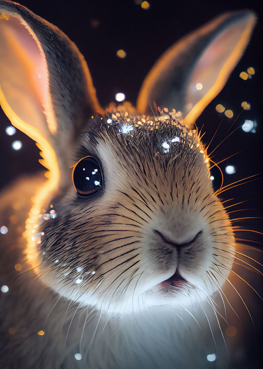 'Rabbit Lighting' Poster, picture, metal print, paint by DecoyDesign ...