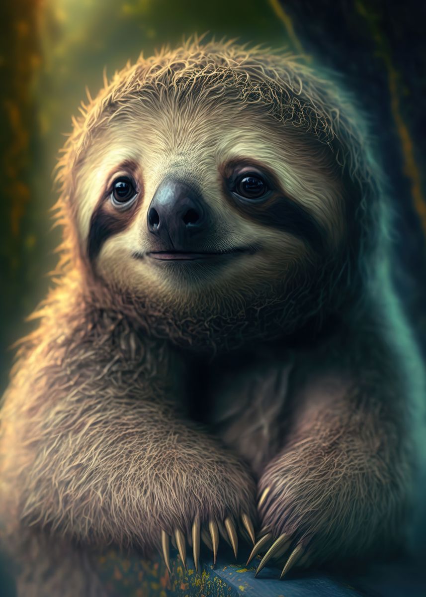'cute sloth' Poster, picture, metal print, paint by MAD SPACE | Displate