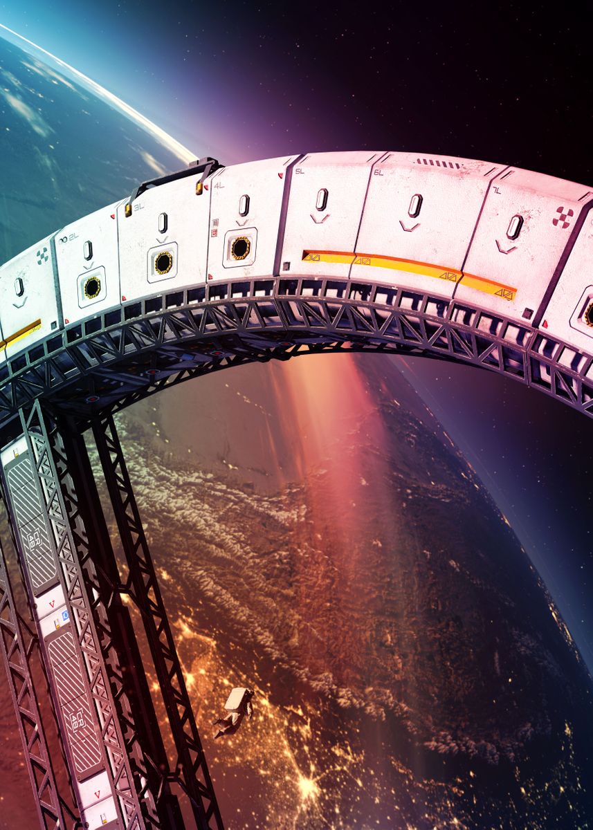 'Space station outpost ' Poster, picture, metal print, paint by Gigi ...