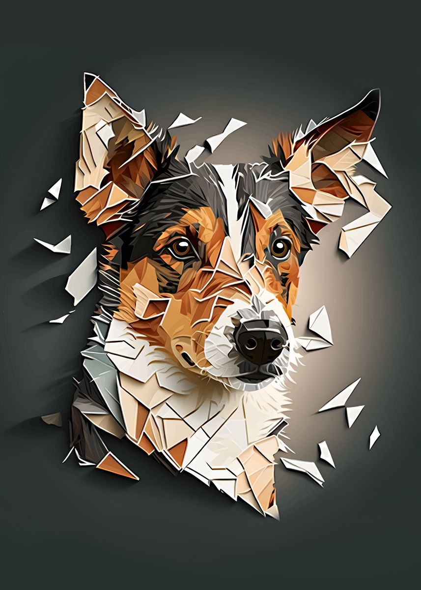 'abstract dog portrait' Poster, picture, metal print, paint by Mounier ...