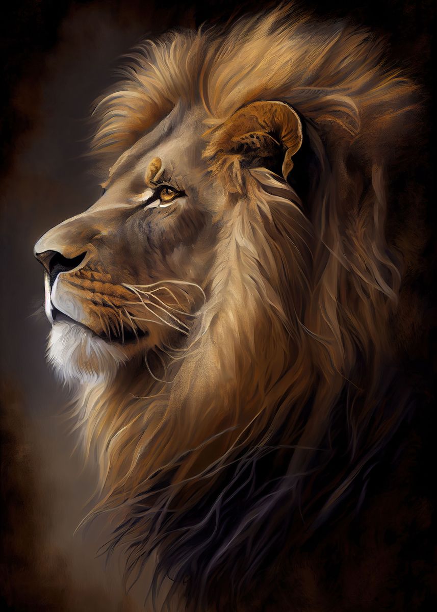 'Lion Painting' Poster, picture, metal print, paint by Javeline E ...