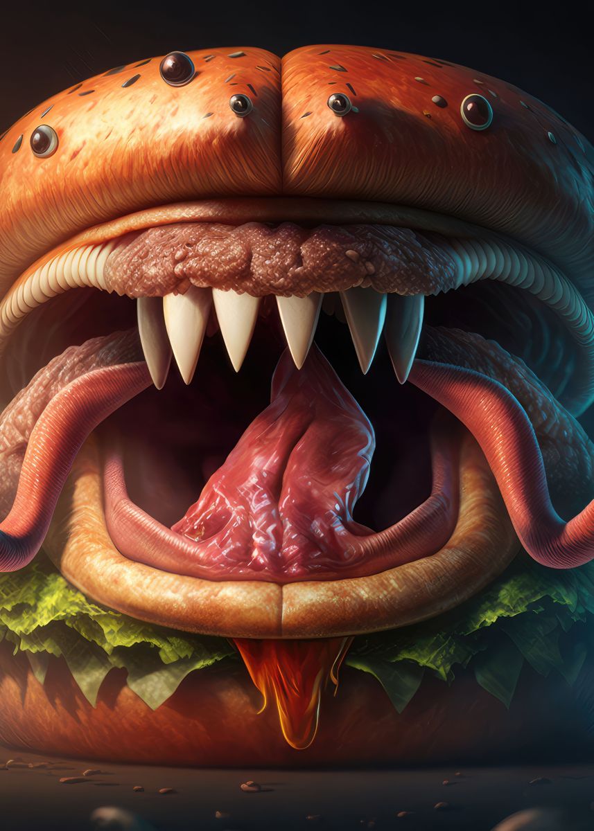 'Monster burger' Poster, picture, metal print, paint by Antonio ...