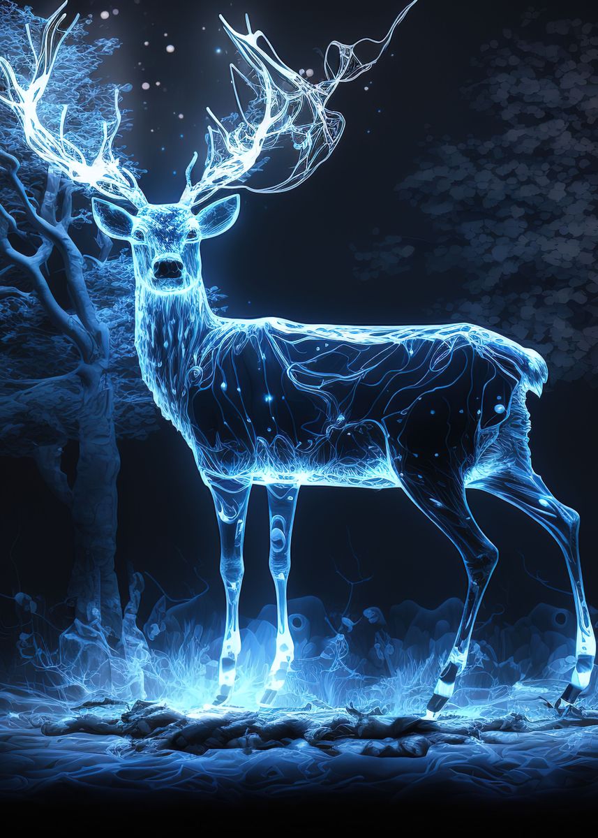 'Deer Neon Glowing' Poster by Jermaine Duarte | Displate