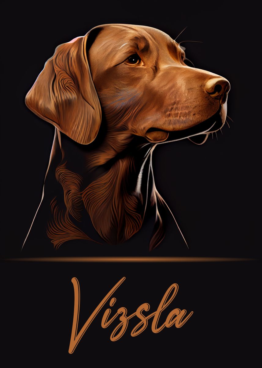 'Vizsla Portrait' Poster, picture, metal print, paint by Artistic Paradigms | Displate