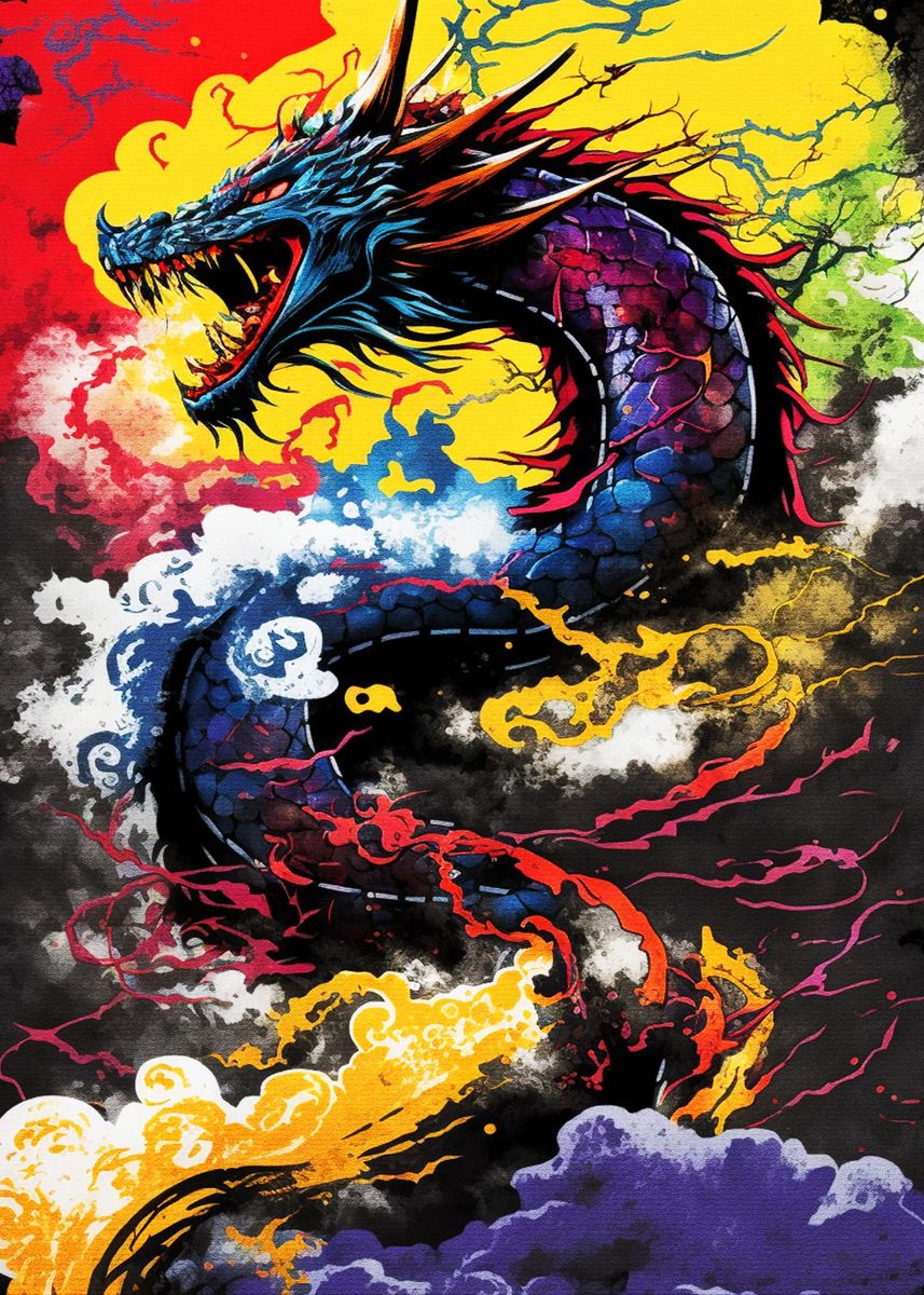 'Splash Dragon' Poster, picture, metal print, paint by Coffee Design ...