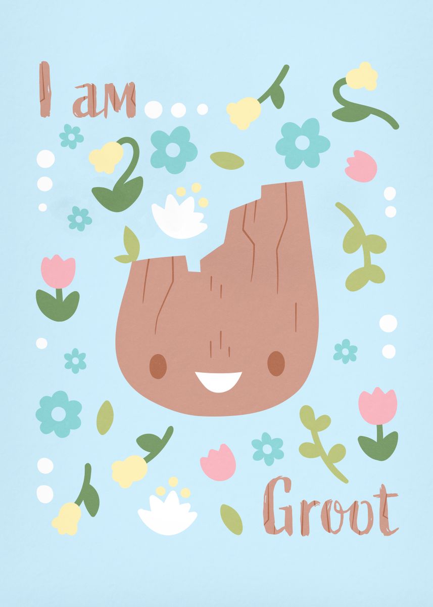 'Cute Groot' Poster, picture, metal print, paint by Marvel | Displate
