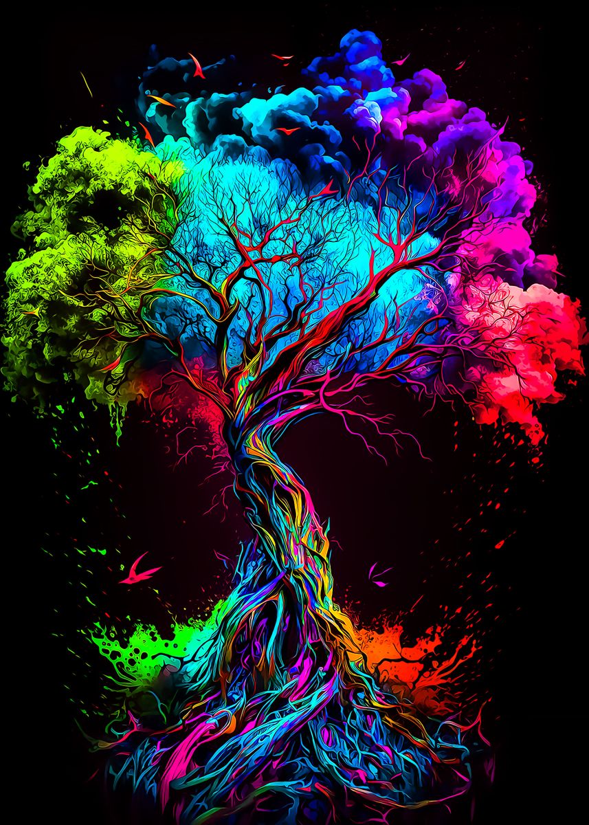 'Tree Colorful' Poster, picture, metal print, paint by Romos Xavi ...