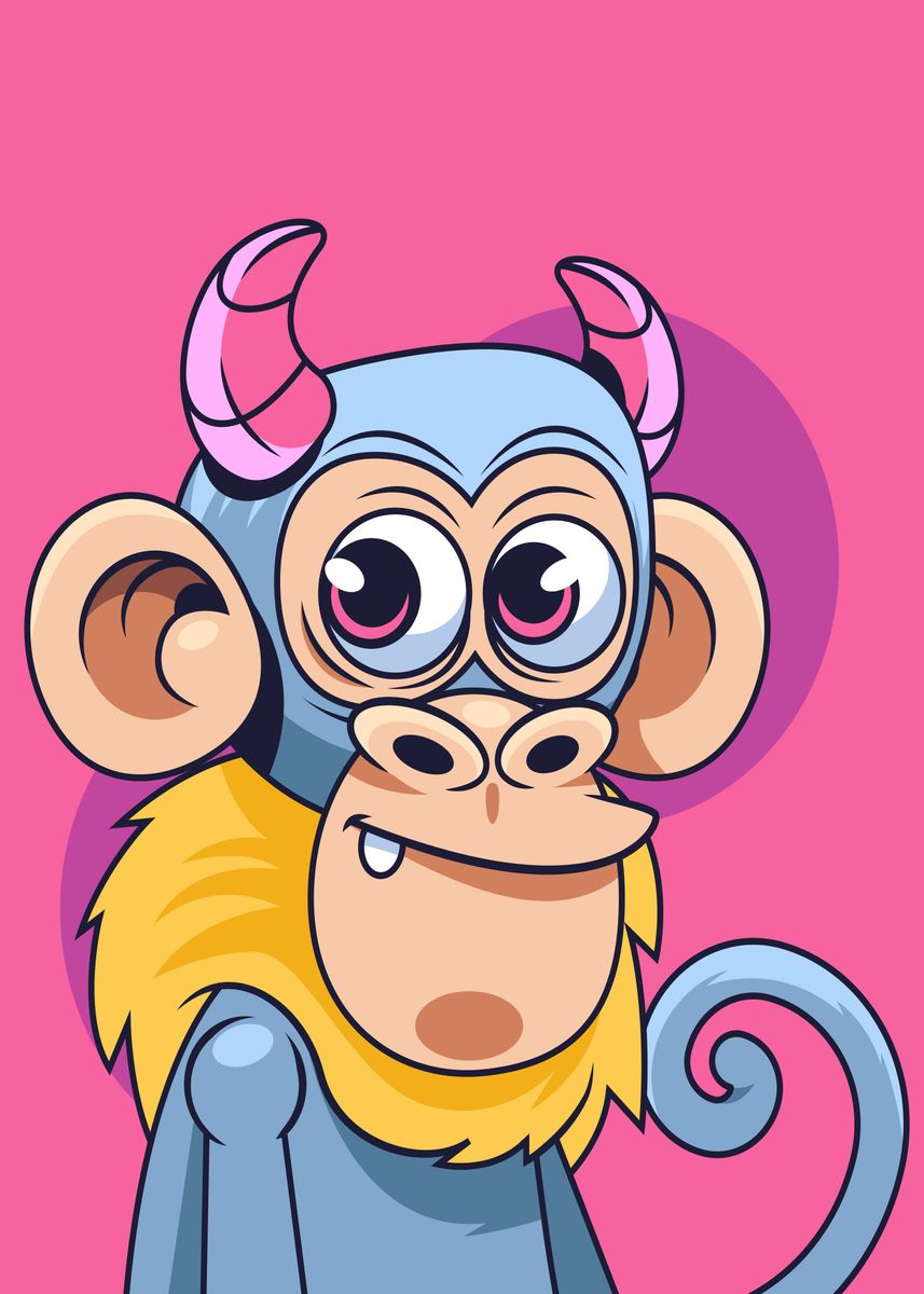 'Hand drawn nft style ape' Poster, picture, metal print, paint by Le ...