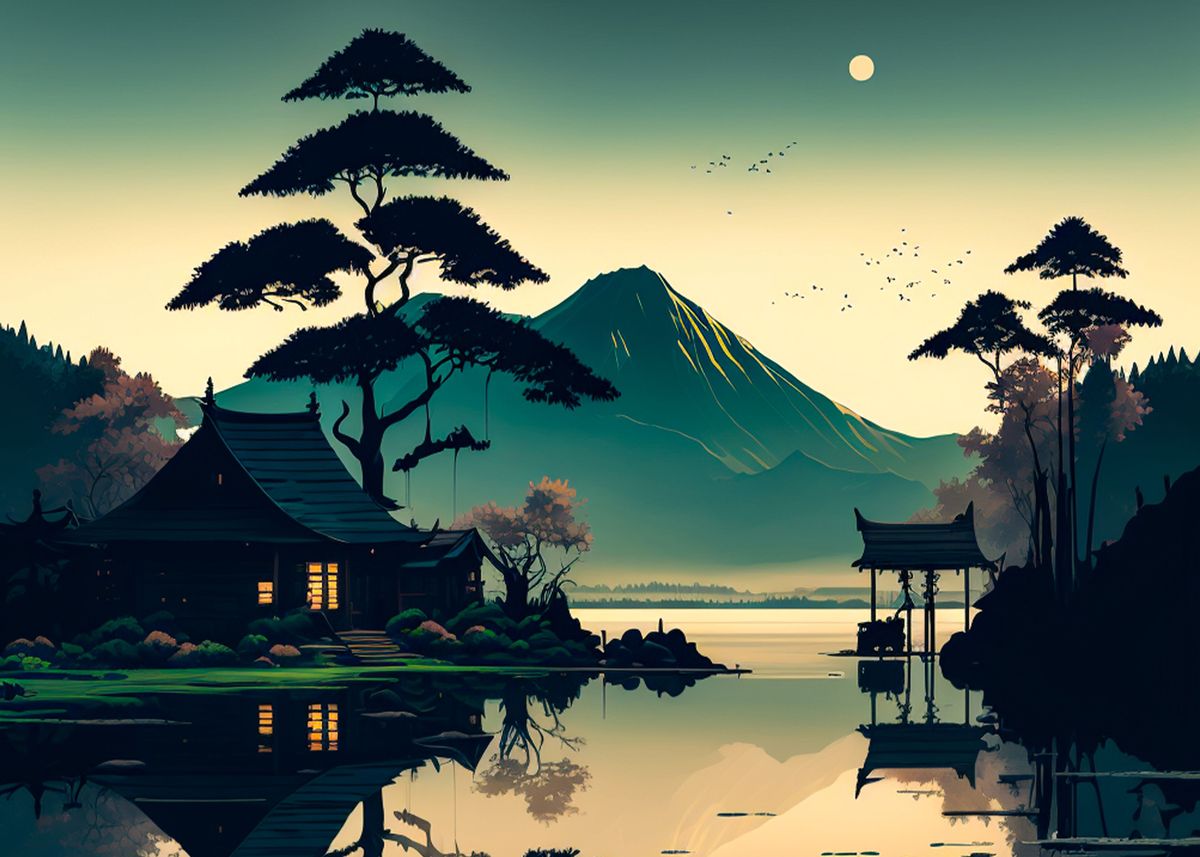 'japan landscape ' Poster by I Love Displate | Displate
