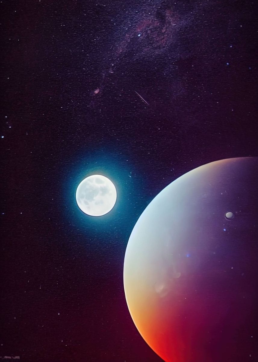 'Moon and Mars' Poster, picture, metal print, paint by Stephen ...