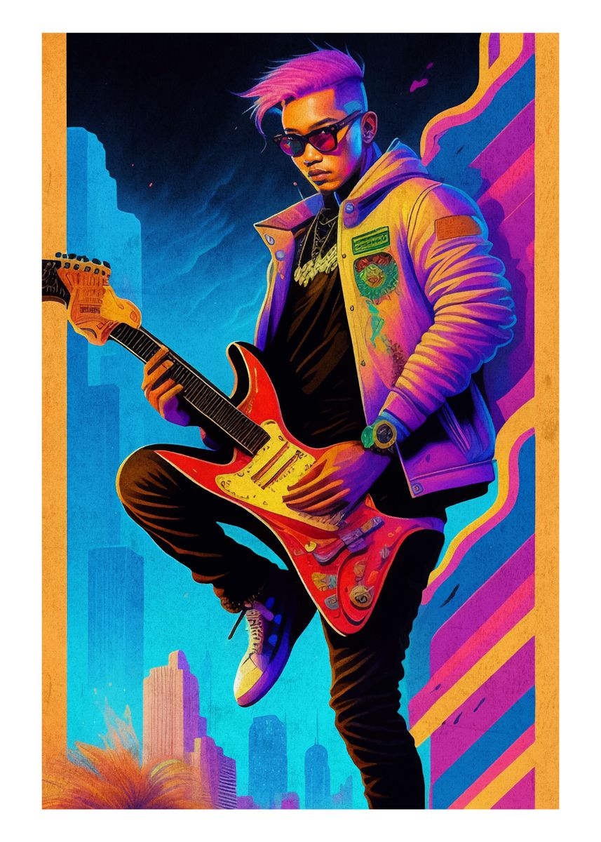 'musician' Poster, picture, metal print, paint by slaway tokthil | Displate