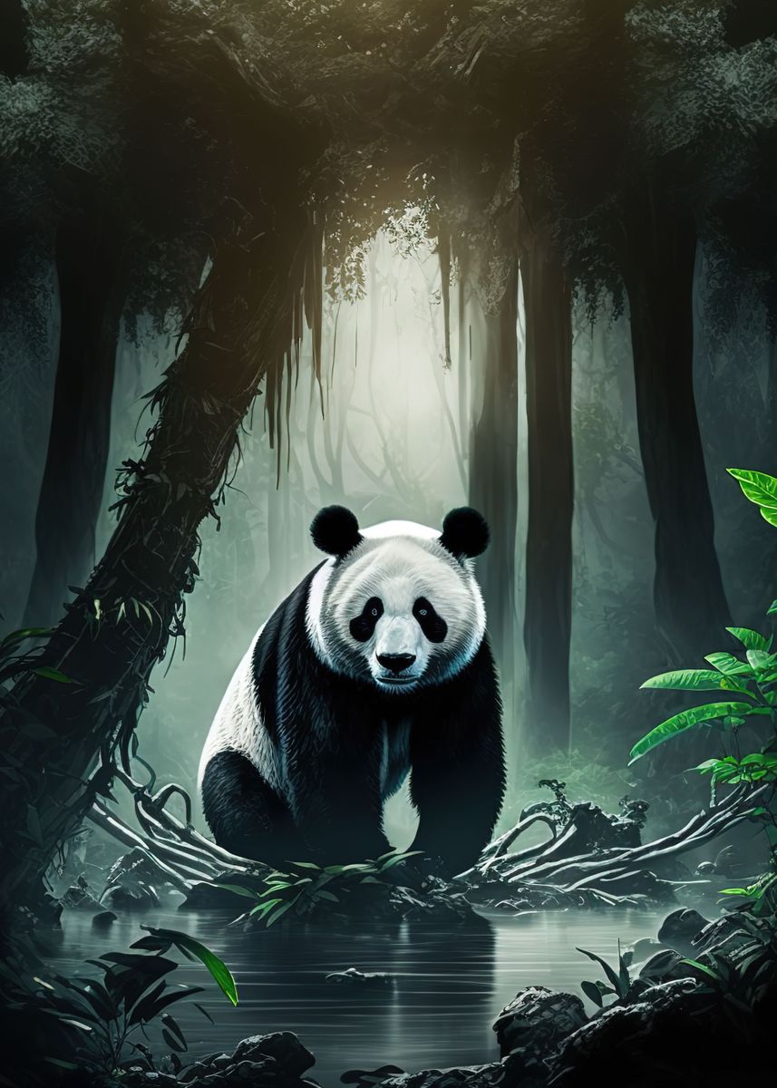 'panda bear ' Poster, picture, metal print, paint by Jena | Displate