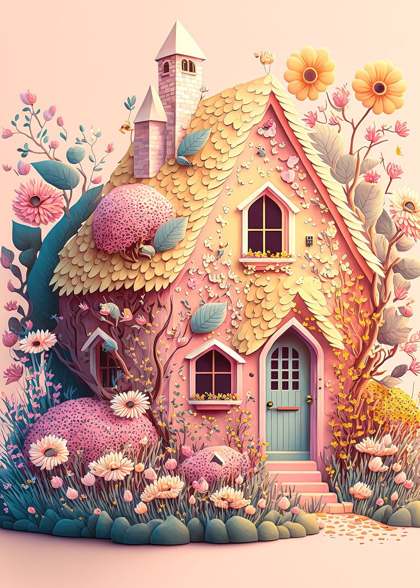 'Lovely Cute House' Poster, picture, metal print, paint by AlekSunDoor ...