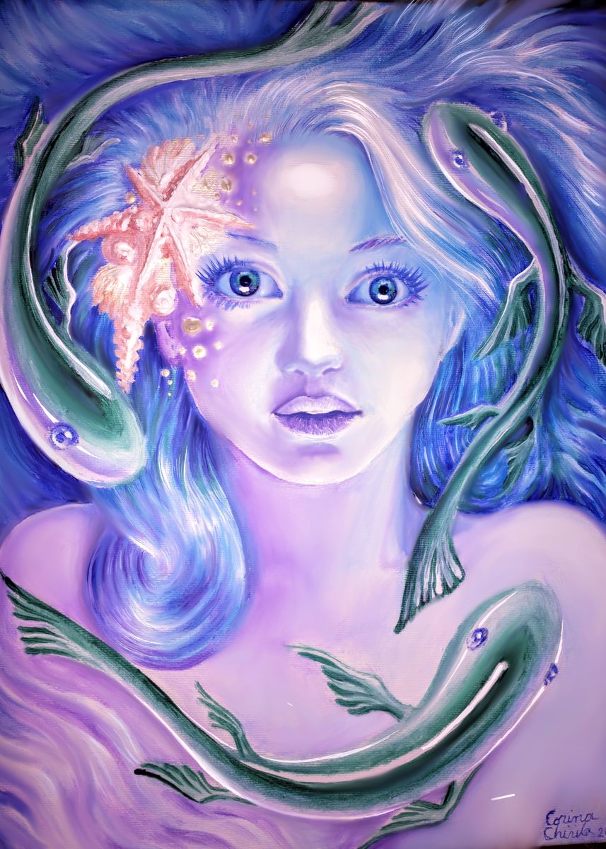 'Sea nymph' Poster, picture, metal print, paint by corinachirila | Displate