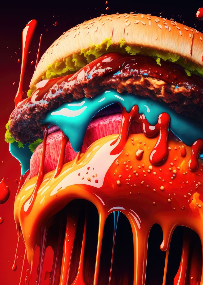 'Splash Burger' Poster, picture, metal print, paint by Antonio Gravante ...
