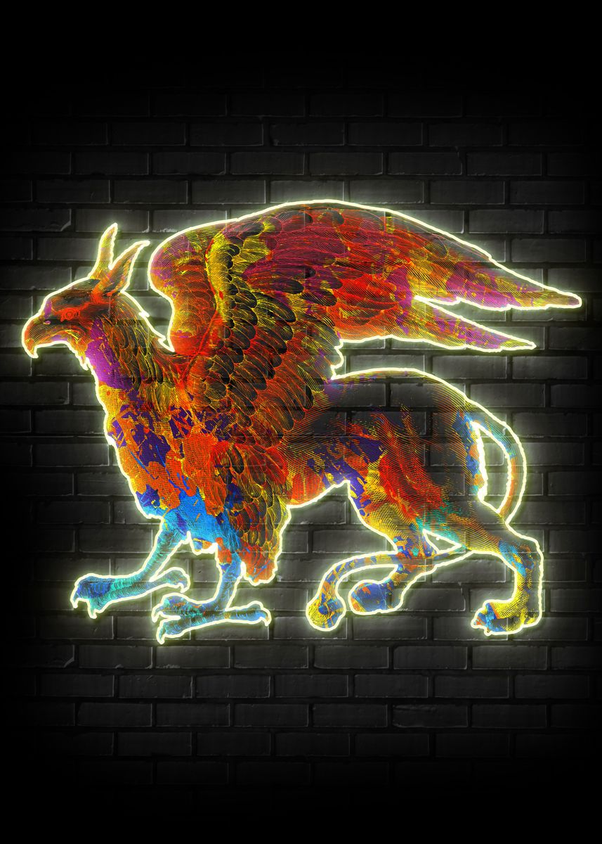 'Griffin Neon' Poster, picture, metal print, paint by Dalton Joyce ...